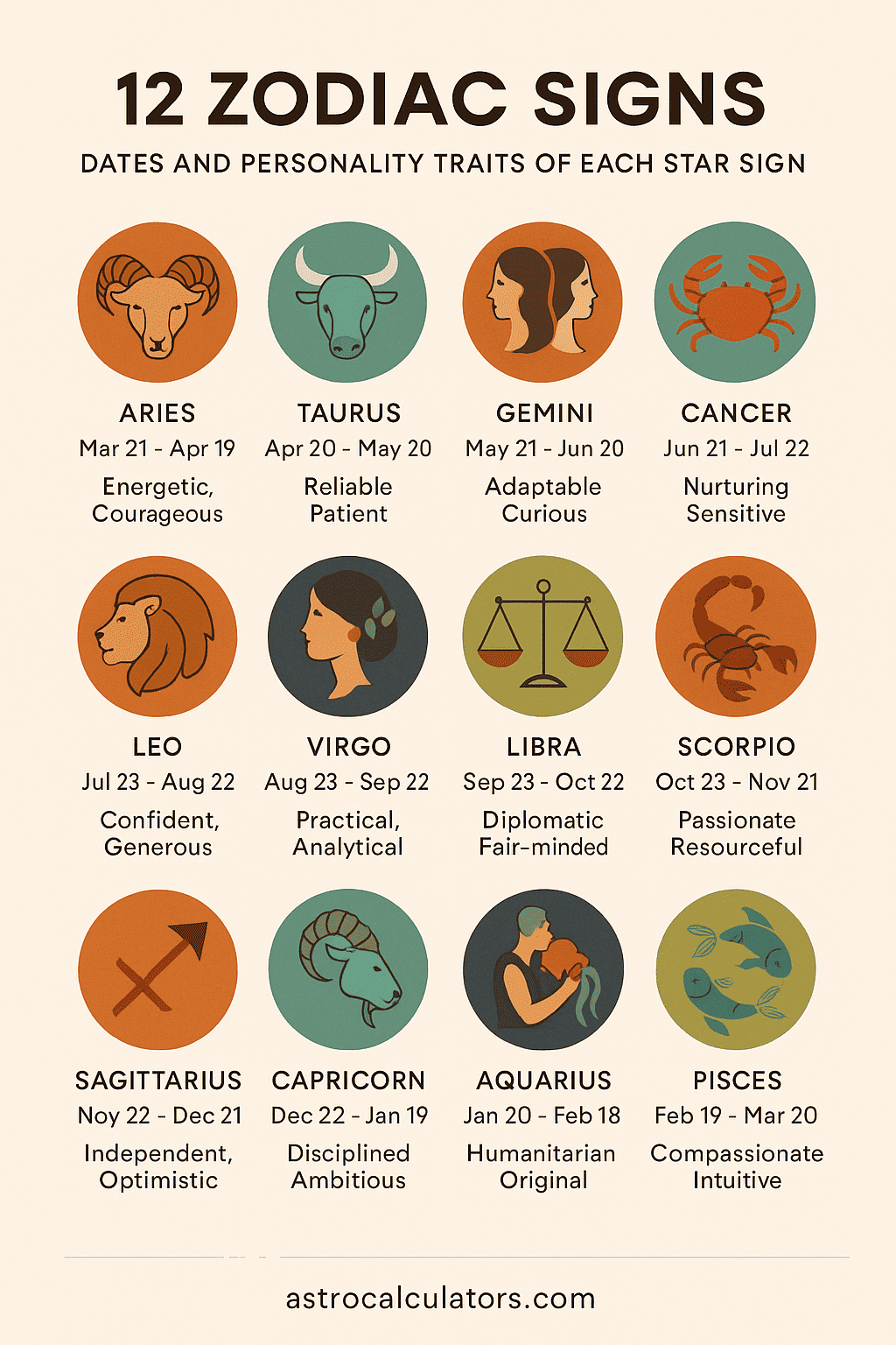12 Zodiac Signs: Dates and Personality Traits of Each Star Sign - Astro ...